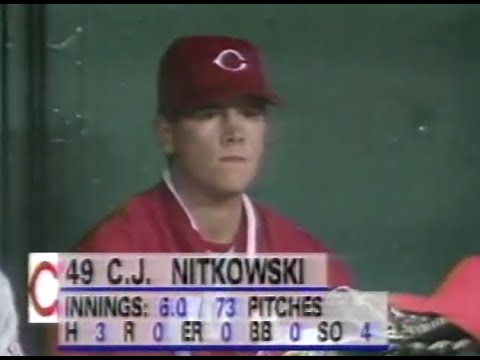 CJ Nitkowski 7 shutout innings, Reds beat Schilling: 6/28/95 Phillies ...