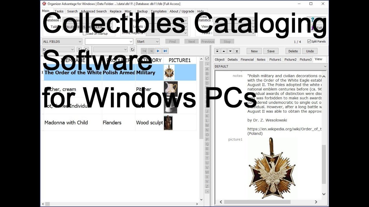 Collectibles Cataloging Software for Windows PCs - YouTube