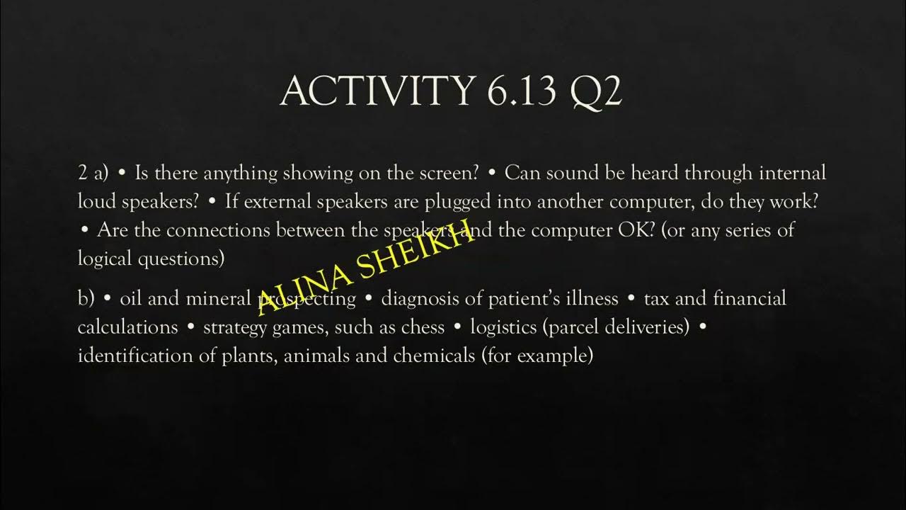 ACTIVITY 6.13 ANSWERS CHAPTER 6 AUTOMATED AND EMERGING TECHNOLOGIES O LEVEL & IGCSE COMPUTER ...