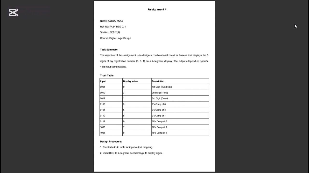 Digital Logic Design Assignment | 7-Segment Display using Logic Gates ...