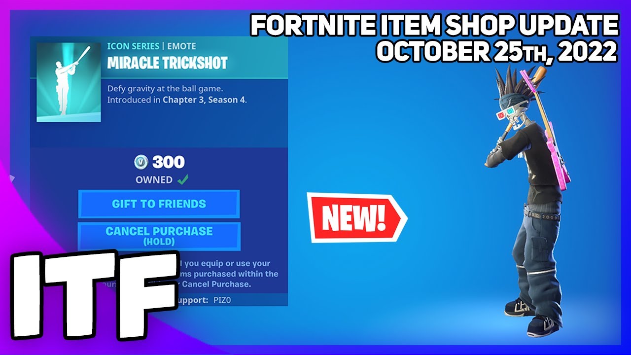 Fortnite Item Shop *NEW* MIRACLE TRICKSHOT EMOTE! [October 25th, 2022 ...