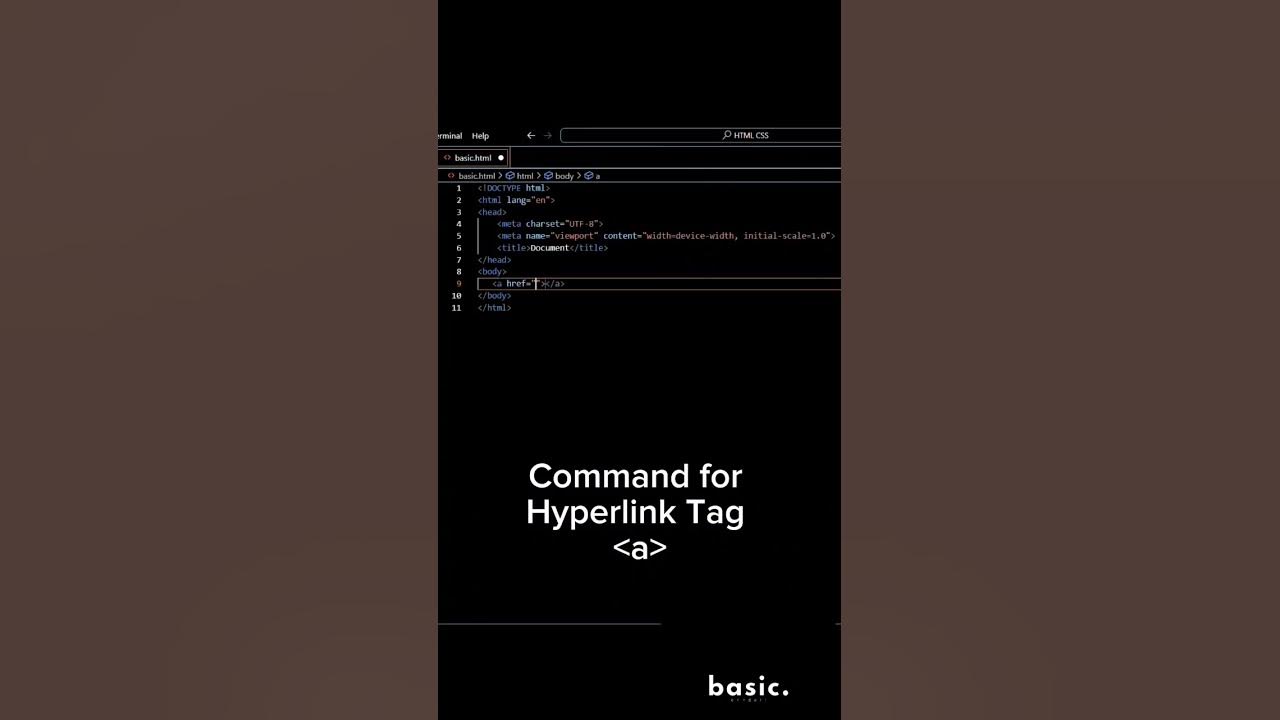 Hyperlink Tag HTML/CSS #basiccode #vscode #css #coding #html #hyperlink ...