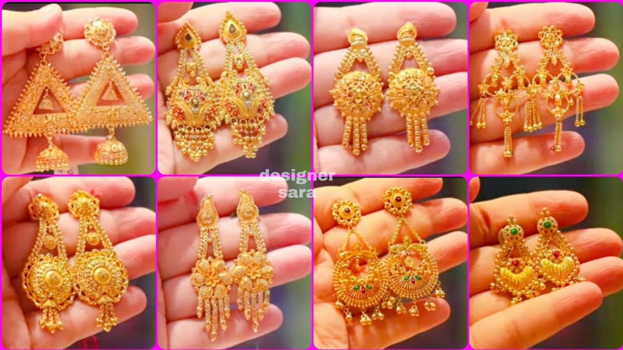 beautiful latest gold earring design ll bridal gold jhala earring ll ...