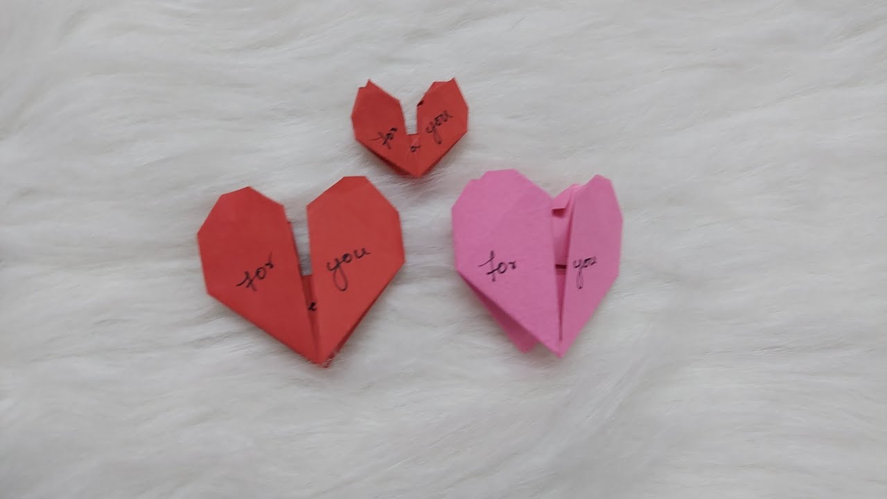 Origami Heart with Secret message | Origami Heart #papercraft #heart # ...
