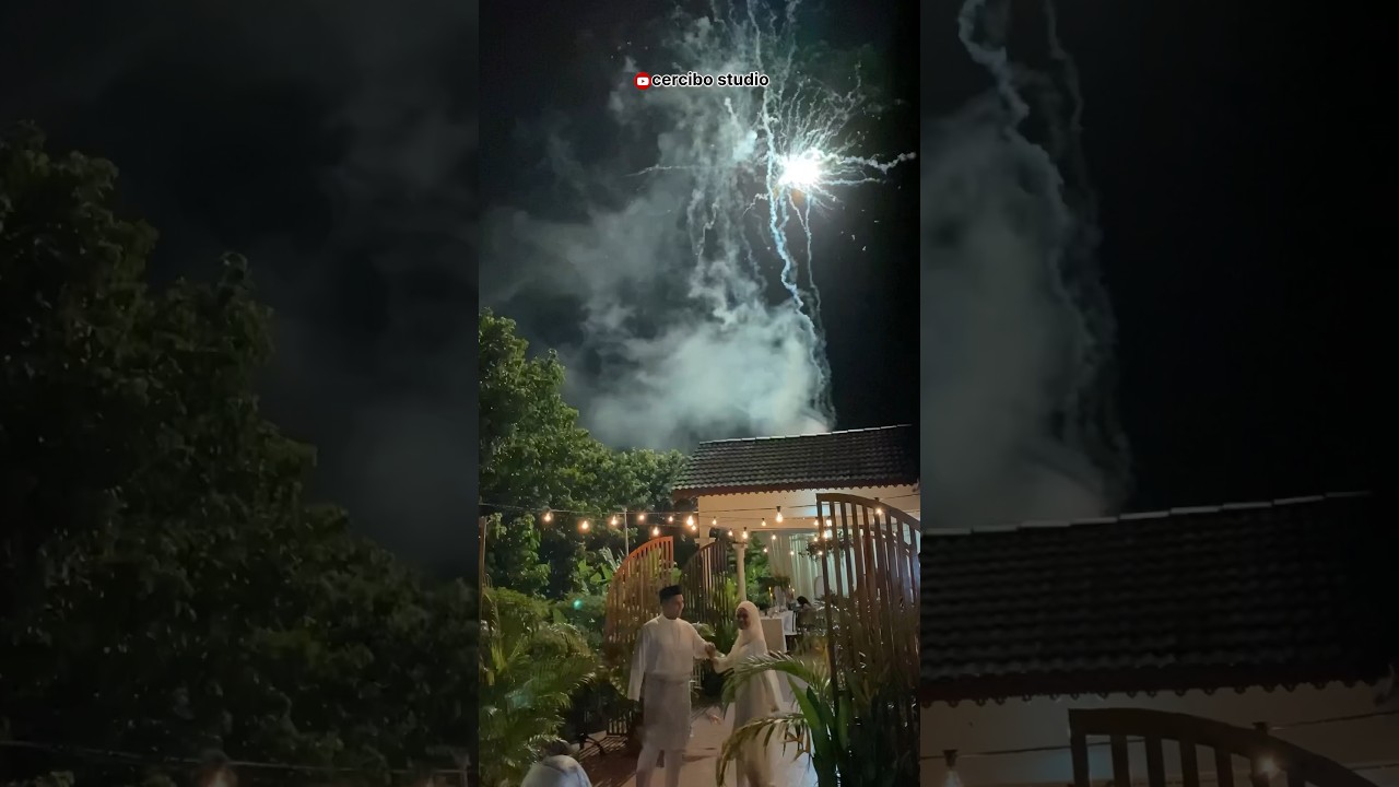Letupan Bunga Api di langit meriuhkan lagi majlis makan malam pengantin ...