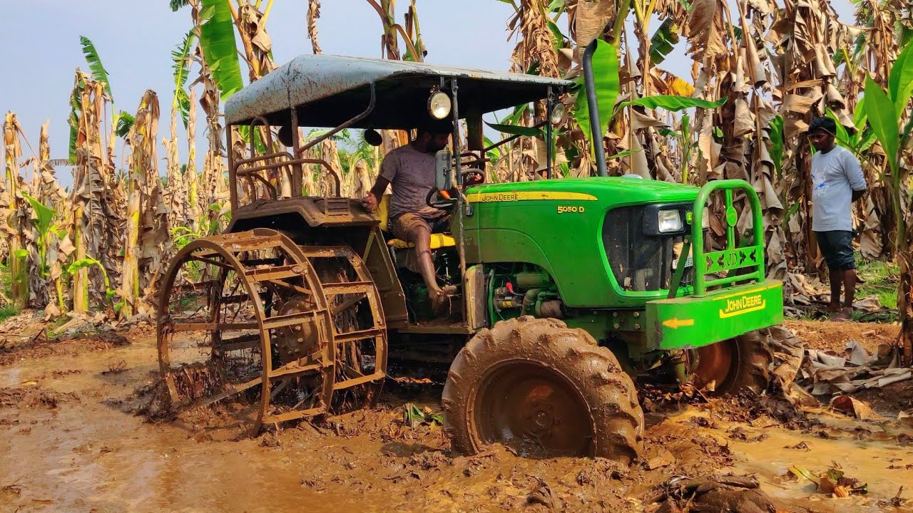 John Deere 5050D V1 | Cage wheel banana mulching | 50 HP 4wd ...
