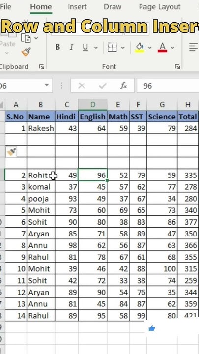 Insert Row and Column | row and column insert #excel #short - YouTube