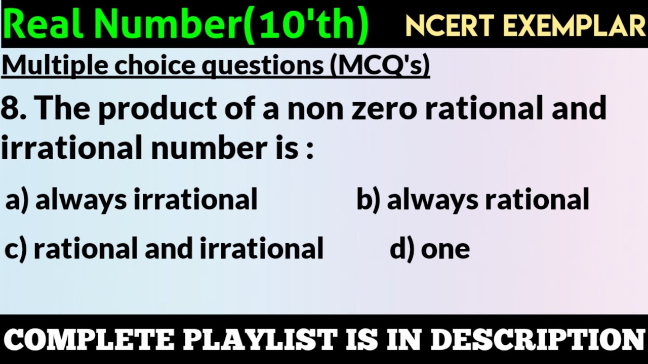 The Product Of A Non Zero Rational And Irrational Number Is