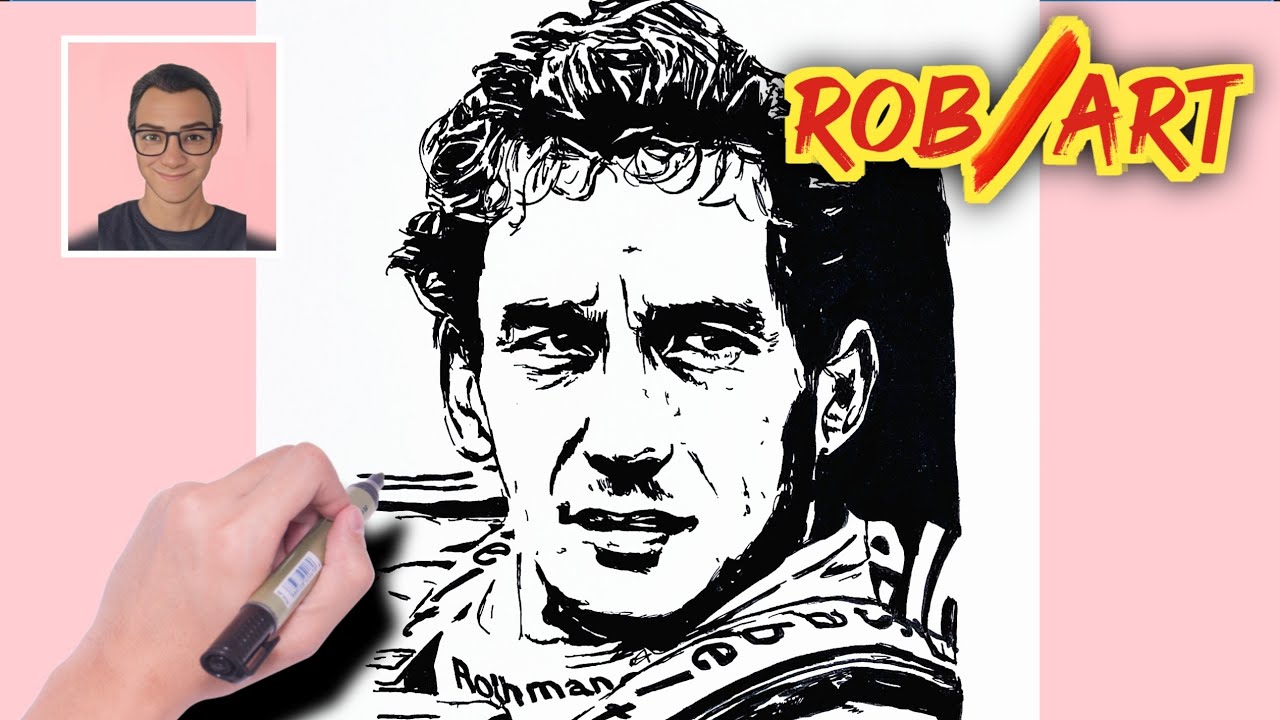 Desenhando Ayrton Senna - How to draw Ayrton Senna - YouTube