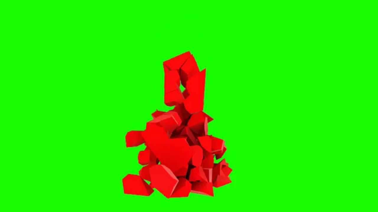 demolishing red blocks in green screen free stock footage - YouTube