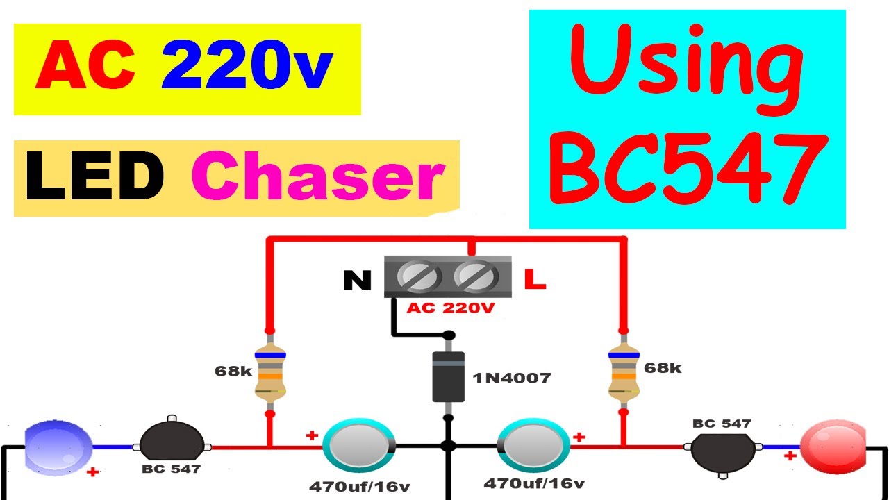Simple Inventions | AC 220v LED Flasher Circuit using BC 547 ...