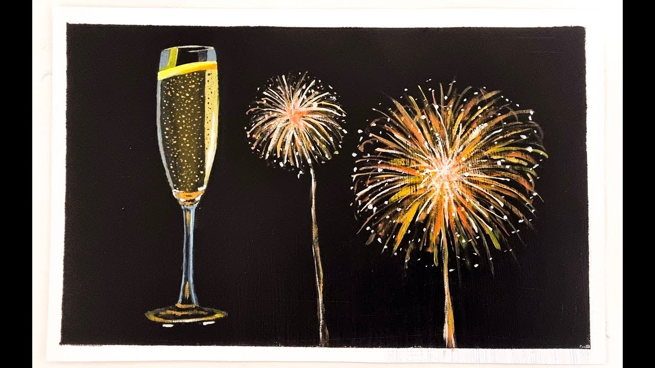Happy new year # acrylic painting - YouTube