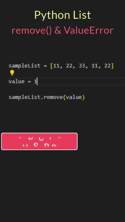 Valueerror In Python List Remove Python Programmingtutorial Coding Pythontutorial Youtube 