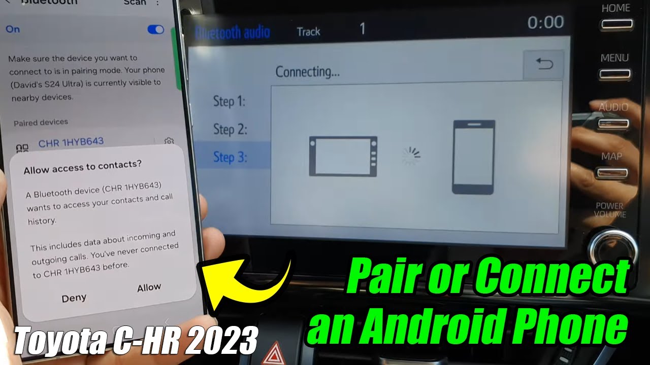 Toyota CHR 2023: How to Pair/Connect an Android Phone (Bluetooth) - YouTube