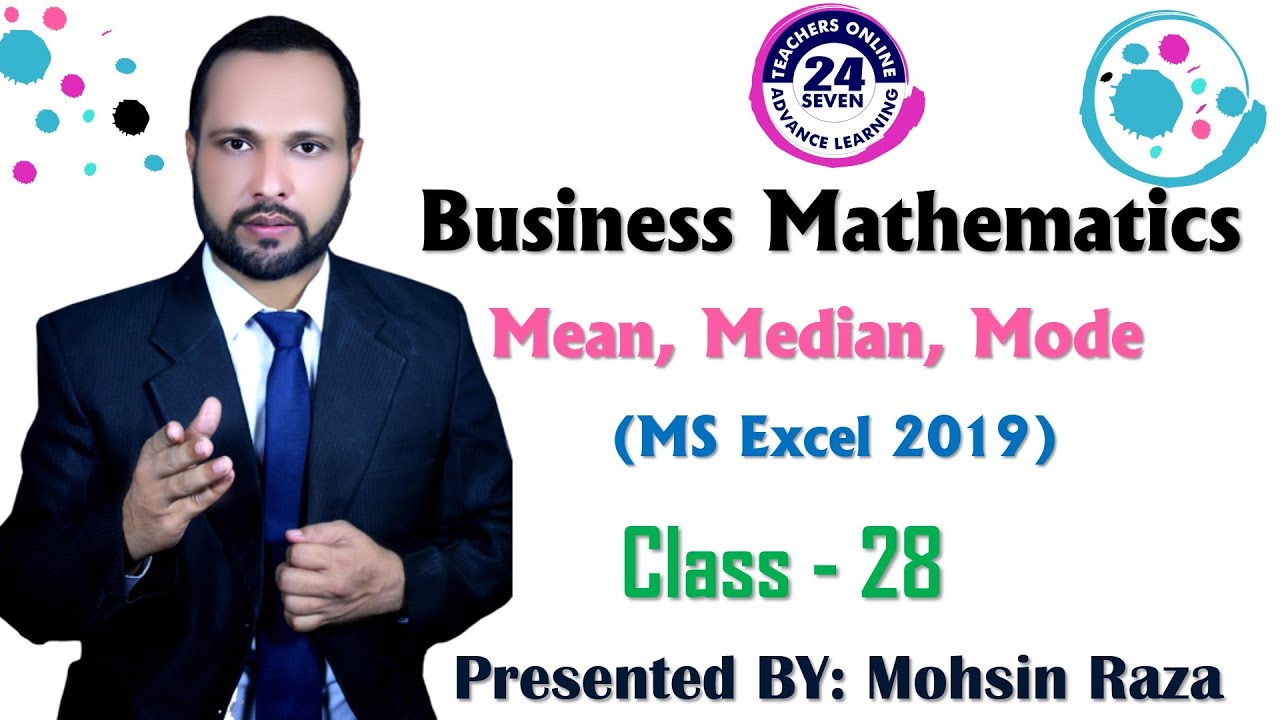 Mth302 Short Lecture 28 Vu Short Lecture Mean Median Mode Using Excel 2019 In Urdu Youtube