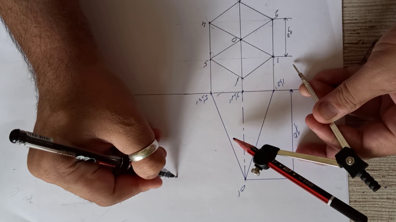 Projection of Solids (Hexagonal Pyramid)(Problem-5) - YouTube