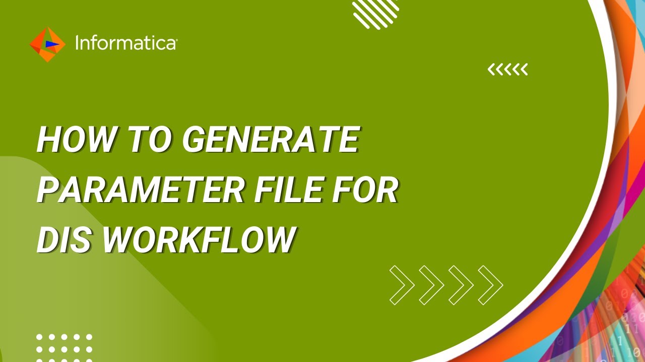 How To Generate Parameter File For Dis Workflow Youtube
