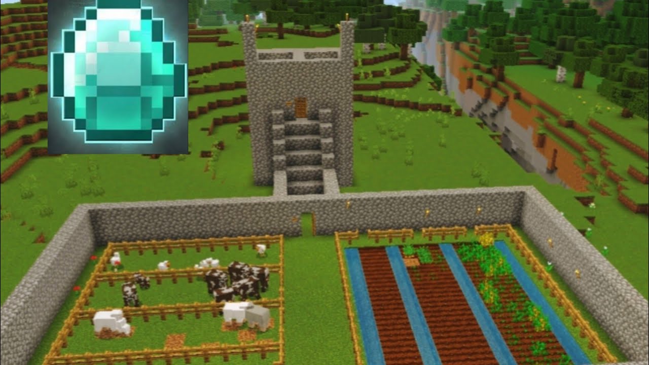 Minecraft farming animals and finding diamonds - YouTube