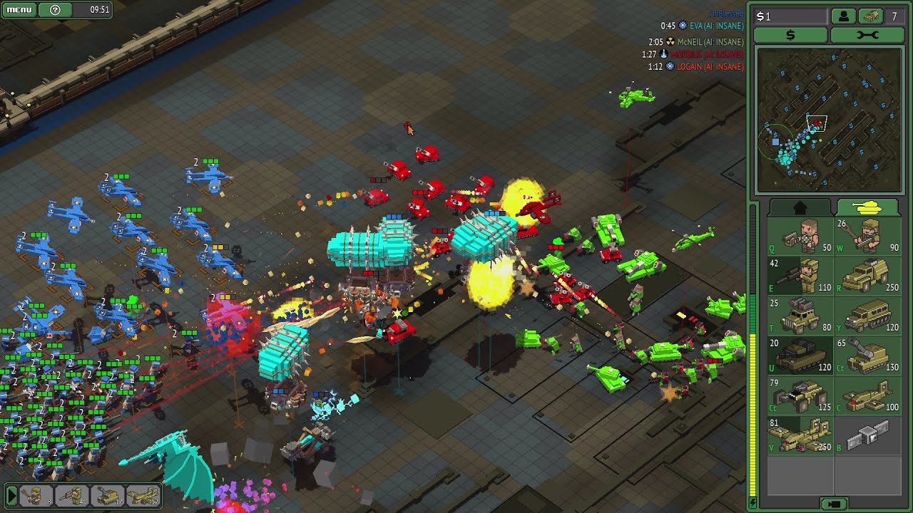 8-Bit Armies-Guardian+Insane AI VS 3 Insane AI "[8P] Martian Marsh ...