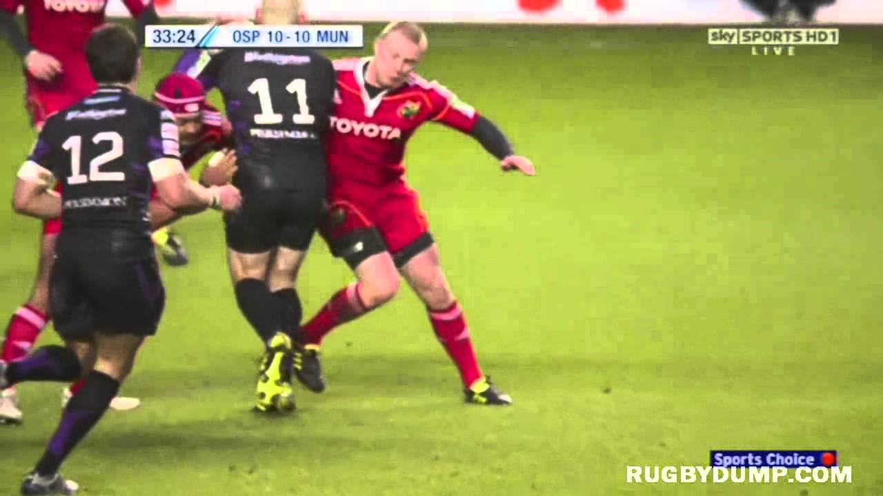 Sam Tuitupou and Keith Earls big dump tackle on Richard Fussell (2011 ...