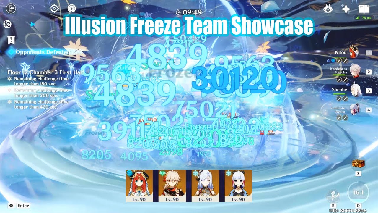 Nilou Ayaka Shenhe Kazuha - Illusion Freeze Team 3.1 Floor 12 Combo ...