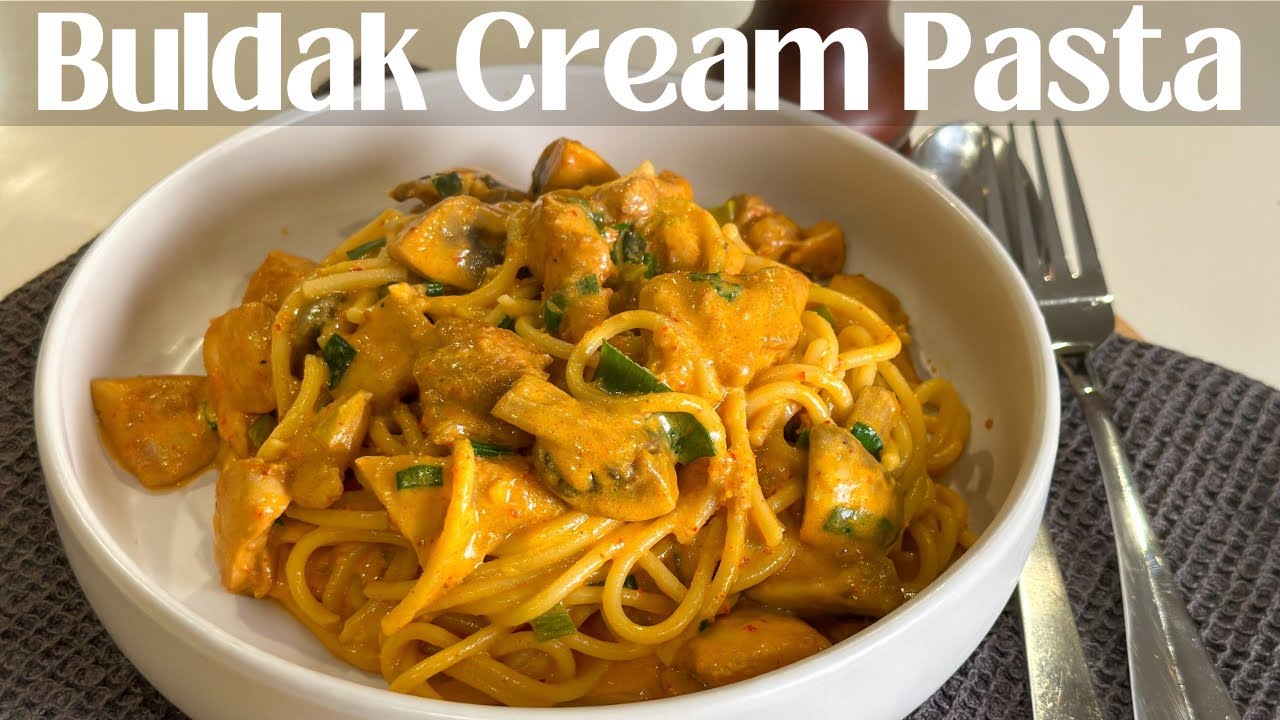 Korean Fire Chicken Pasta | Enjoy Buldak creamy noodles at home! - YouTube