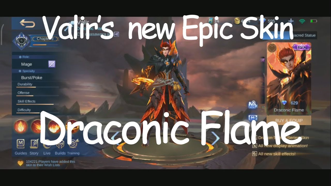 Mobile Legends New Valir epic skin! The Draconic Flame. - YouTube