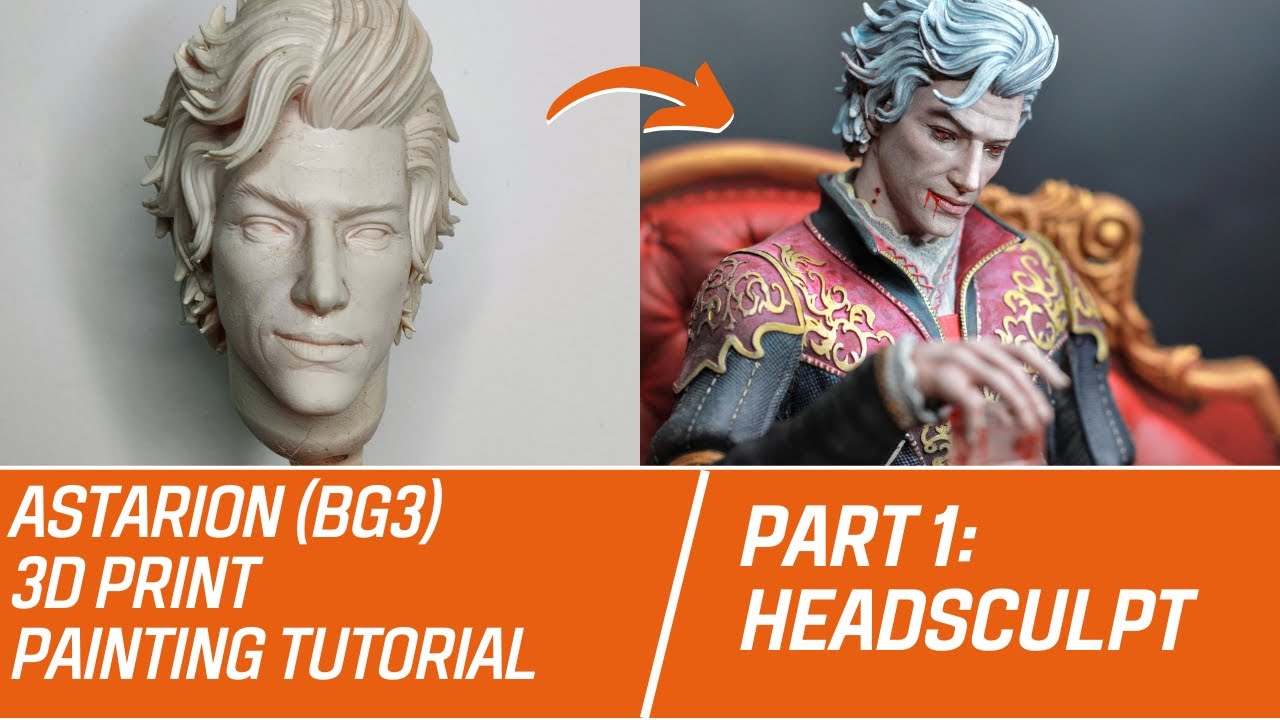 Astarion(BG3) Painting tutorial for 3d print - Part 1: Headsculpt - YouTube