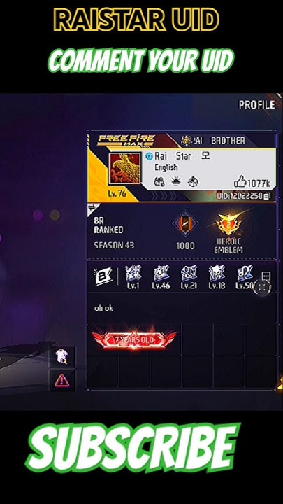 RAISTAR FREE FIRE UID | #shorts #viral #raistar #freefire - YouTube