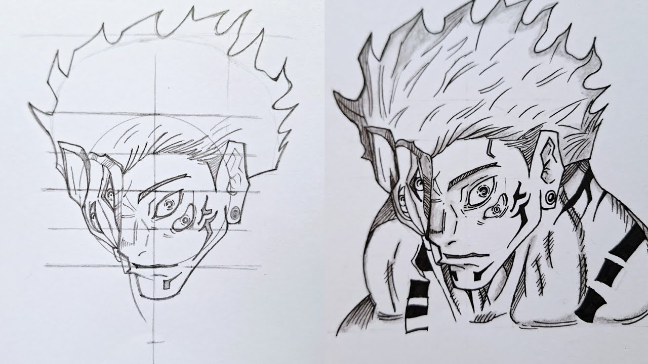 How to draw Sukuna True Form | Jujutsu Kaisen | Easy drawing tutorial ...
