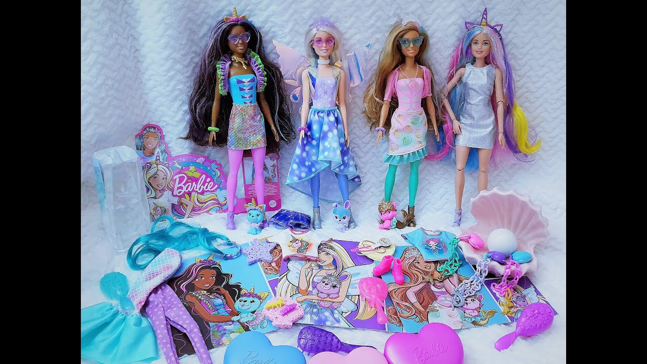 💖🦄 Full Barbie Color Reveal Peel Doll Set Unicorn Mermaid And Fairy