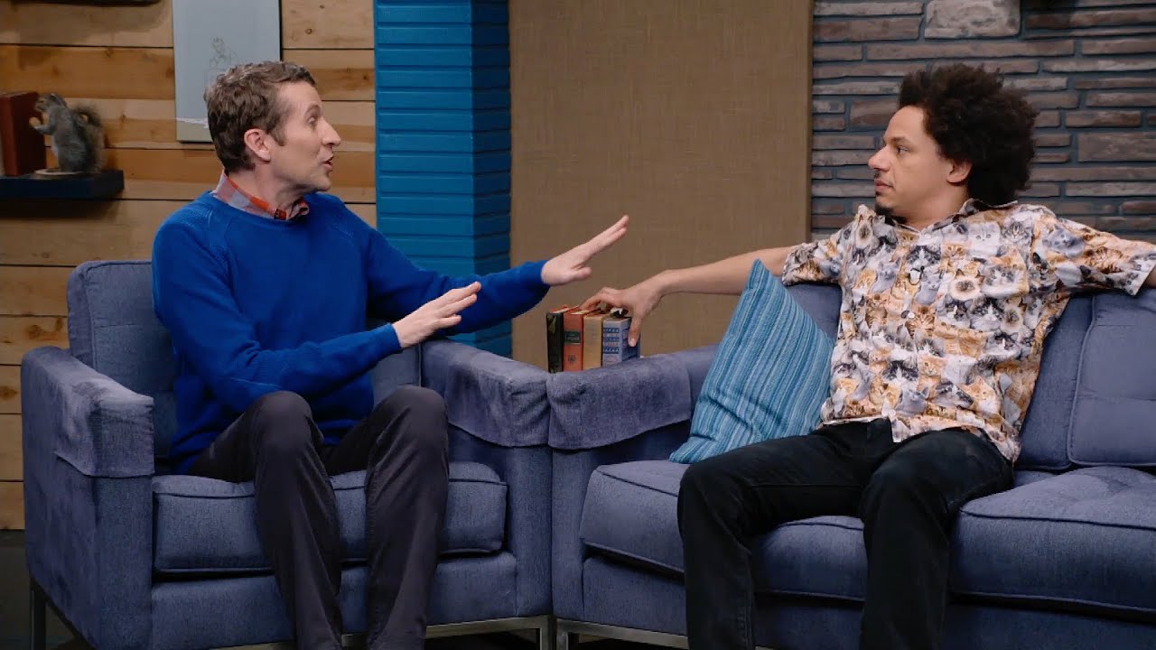 Eric Andre Wears a Cat Collage Shirt & Sneakers - YouTube