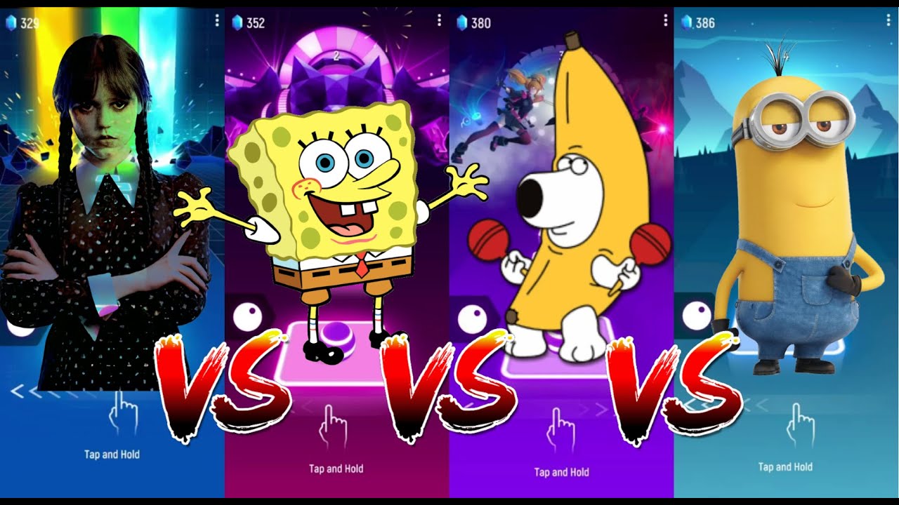 Wednesday 🆚 SpongeBob 🆚 Brian Griffin 🆚 Minion Kevin.Tiles Hop Dancing ...