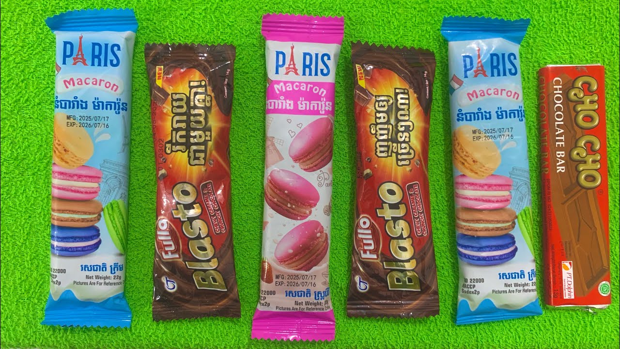 ASMR Dessert Bars Collection 🍰 | Macaron & Blasto | Snack Unwrapping ...