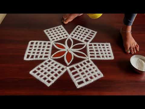 4*1 kolam #rangoliart #beginnersrangoli #rangoli #rangolitutorials #kolam #padikolam #viralvideo