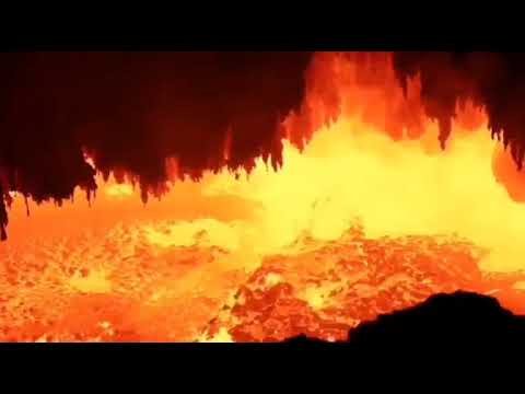 The bubbling lava lake of Erta Ale Volcano, Ethiopia.