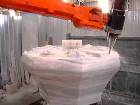 Robot ile mermer işleme uygulaması - YouTube