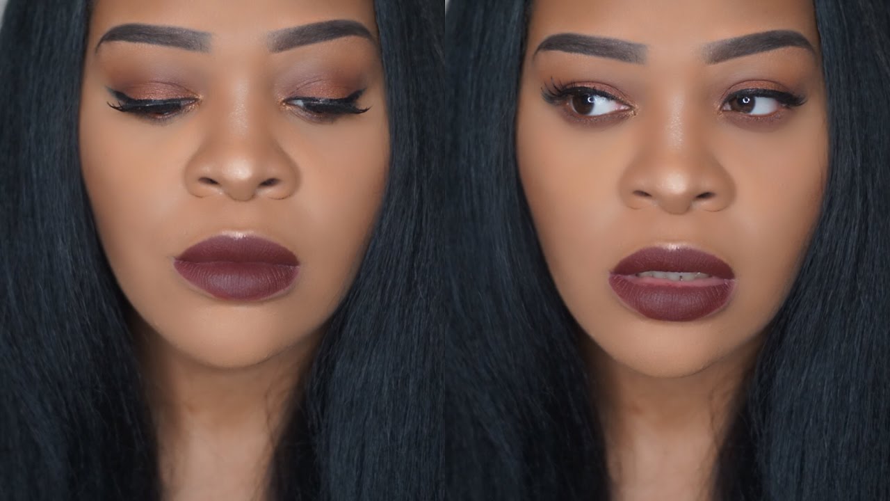 Burgundy Smokey Eyes & Bold Lip | Fall/Winter Makeup Tutorial - YouTube