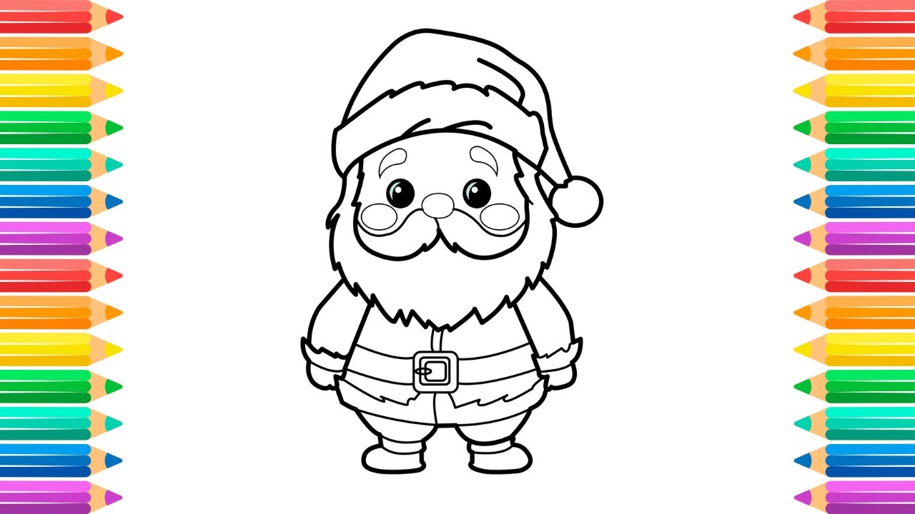 How to Draw Santa Claus for Kids 🎅 ️💚 Santa Claus Drawing and Coloring ...