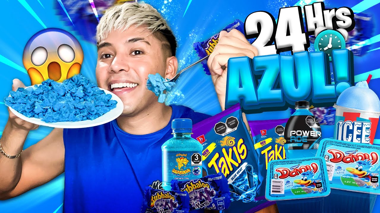VIVIENDO DE COLOR AZUL POR 24 HRS ! - YouTube