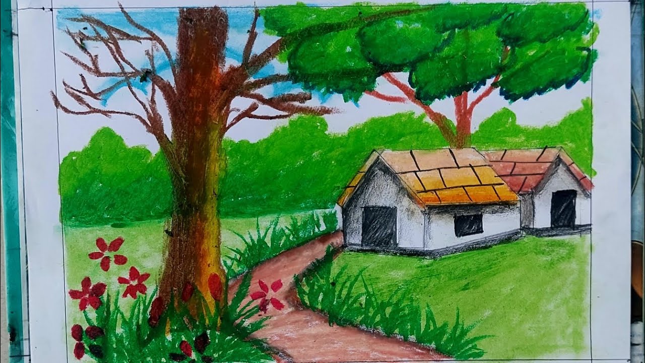 How to draw Landscape drawing very easy. - YouTube