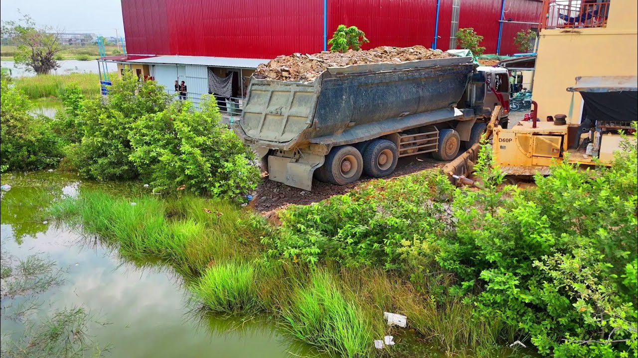 OHH Be Careful!Start Incredible Landfill Using Dozer Push Stone& Truck ...