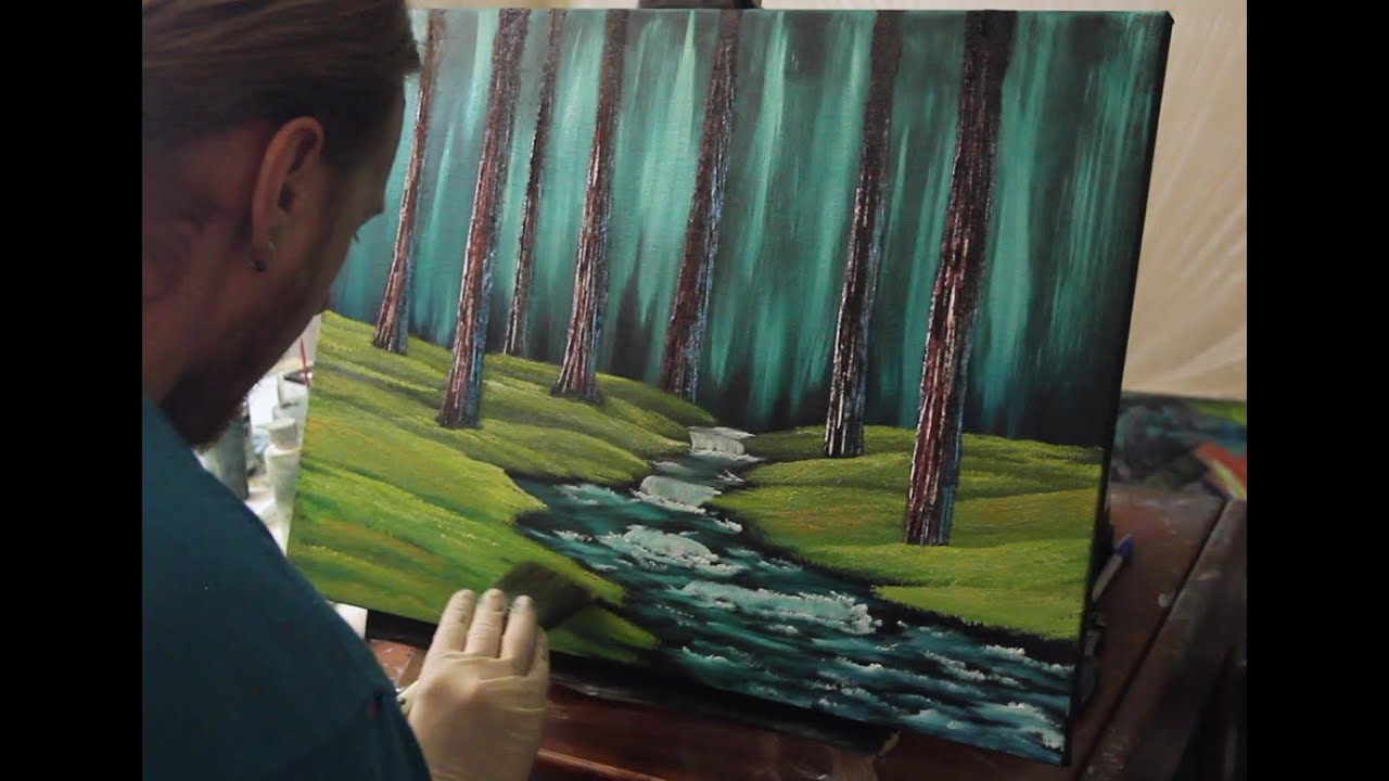 Deep Woods River - painting timelapse - YouTube