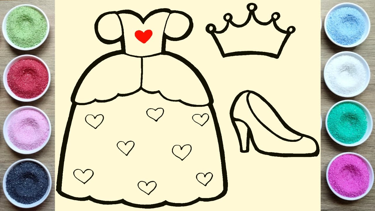 Sand Painting EASY Princess dress, Drawing & coloring for kids, kids ...