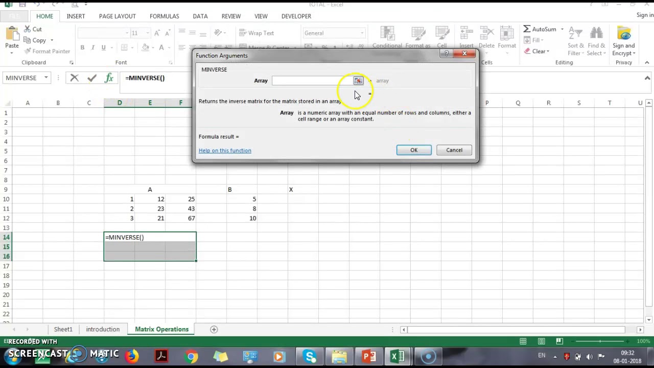 Matrix Opertaions in Excel - YouTube