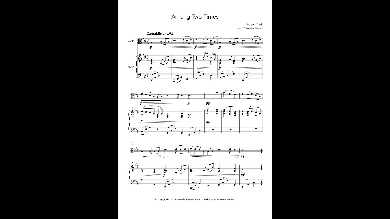 Arirang Two Times (Viola and Piano) - YouTube