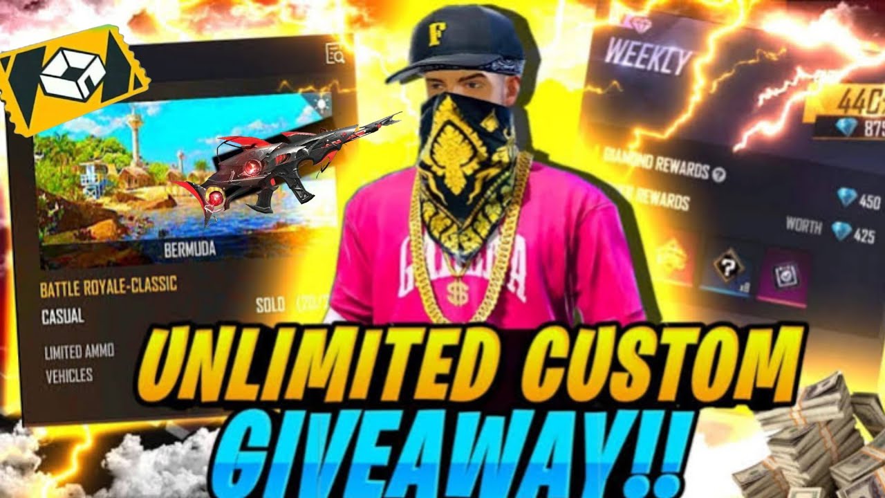 FREE FIRE LIVE CUSTOM ROOM || FF LIVE DIAMOND GIVEAWAY || FF CUSTOM ...