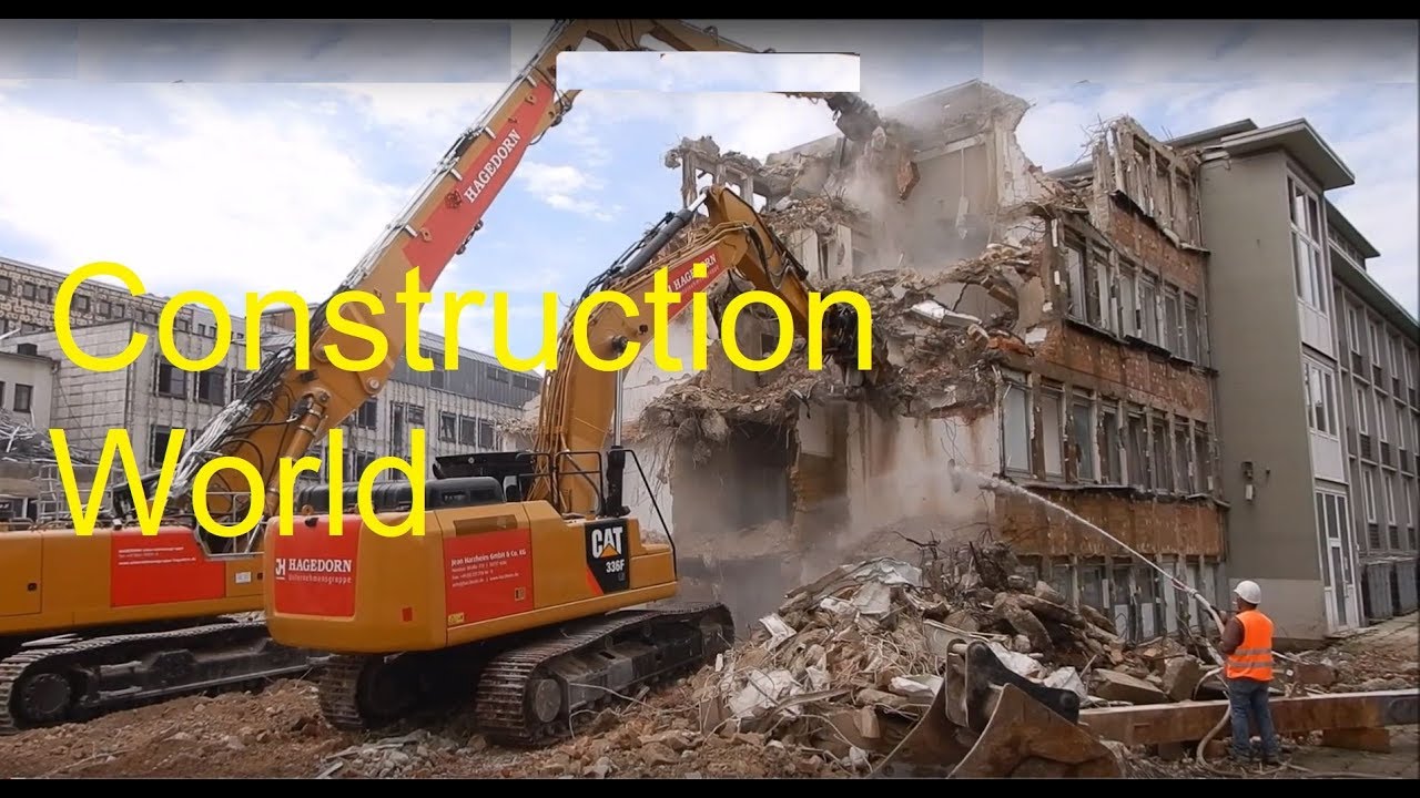 Excavator Liebherr R950 and CAT 336F from 05/2019 dual demolition - YouTube