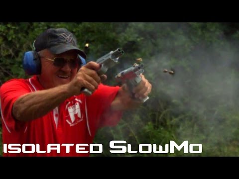 Double Barreled 1911 Pistol Quad Wield Unedited High Speed SlowMo! (60P)