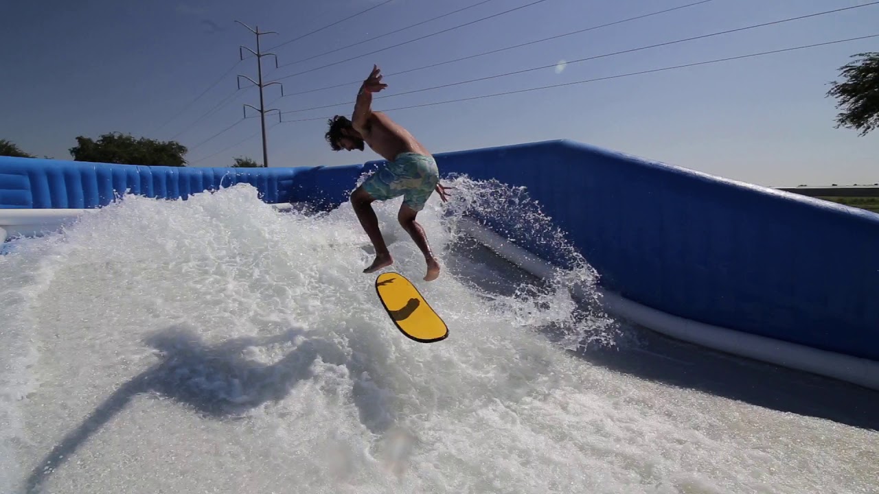 Sean riding the FlowRider Inflatable Mobile in Amarillo Texas - YouTube